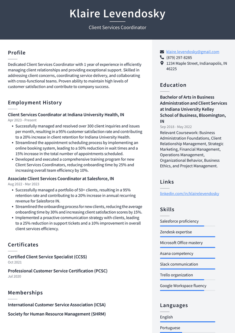 Pinterest Client Services Coordinator Resume Examples
