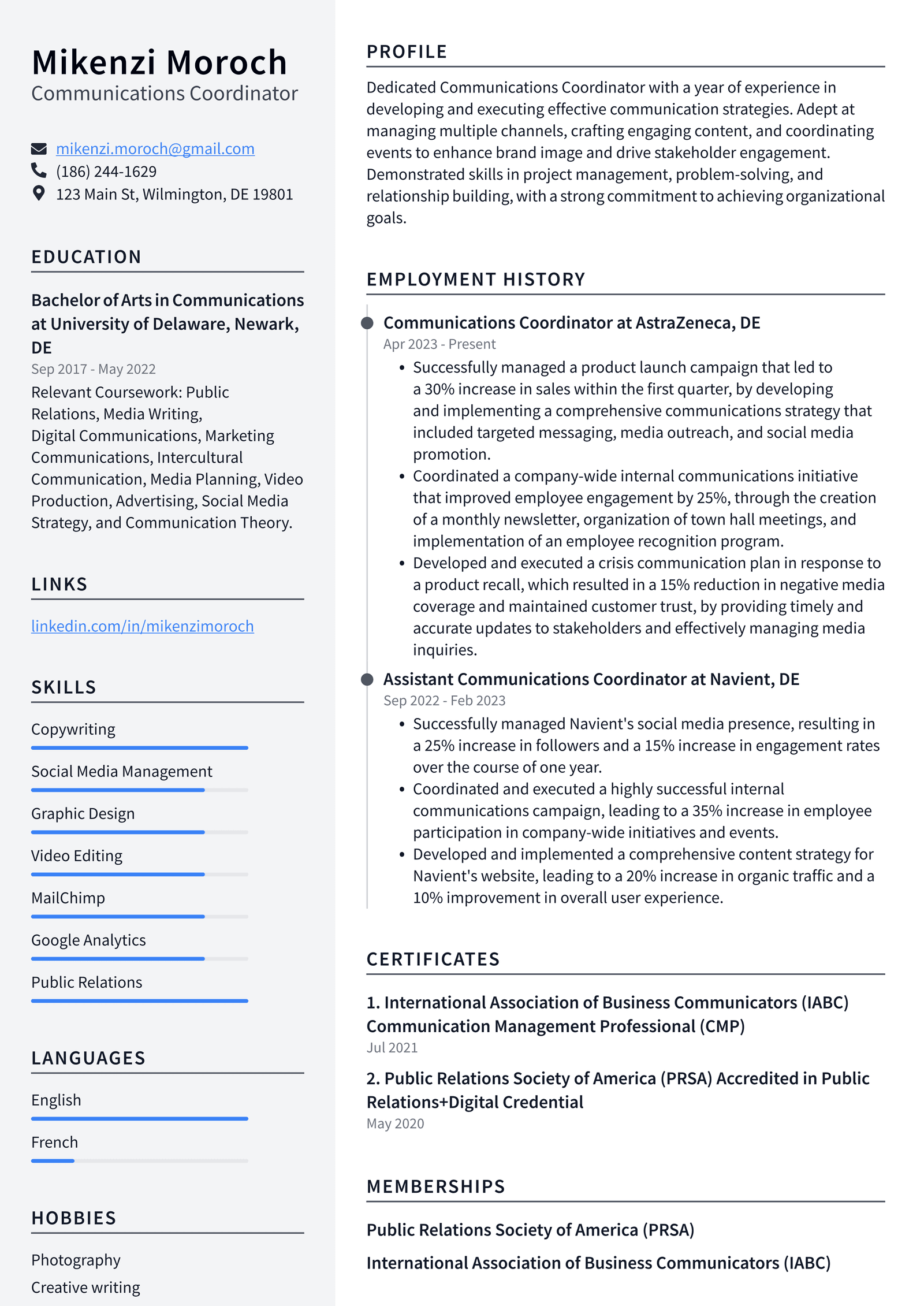 Pinterest Communications Coordinator Resume Examples