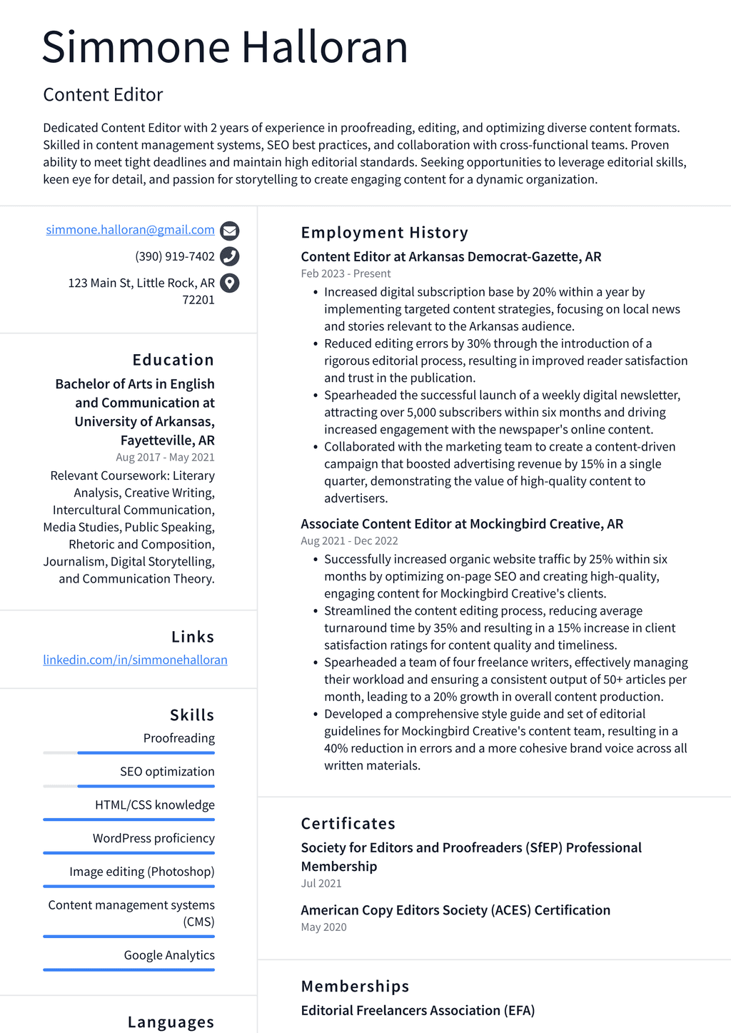 Pinterest Content Editor Resume Examples | ResumeCat