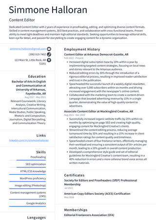 Pinterest Content Editor Resume Examples | ResumeCat