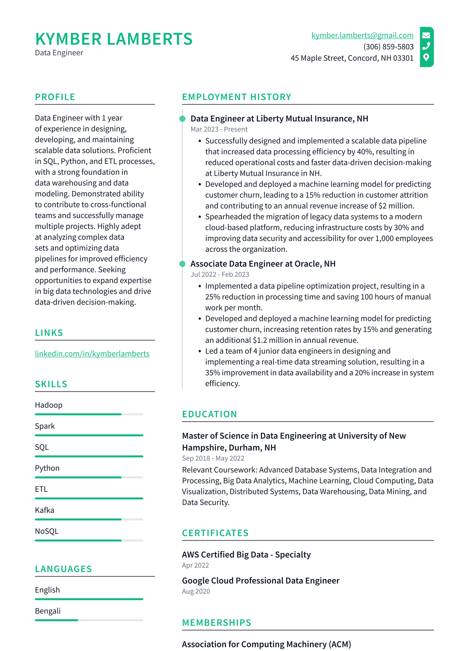 Pinterest Data Engineer Resume Examples | ResumeCat