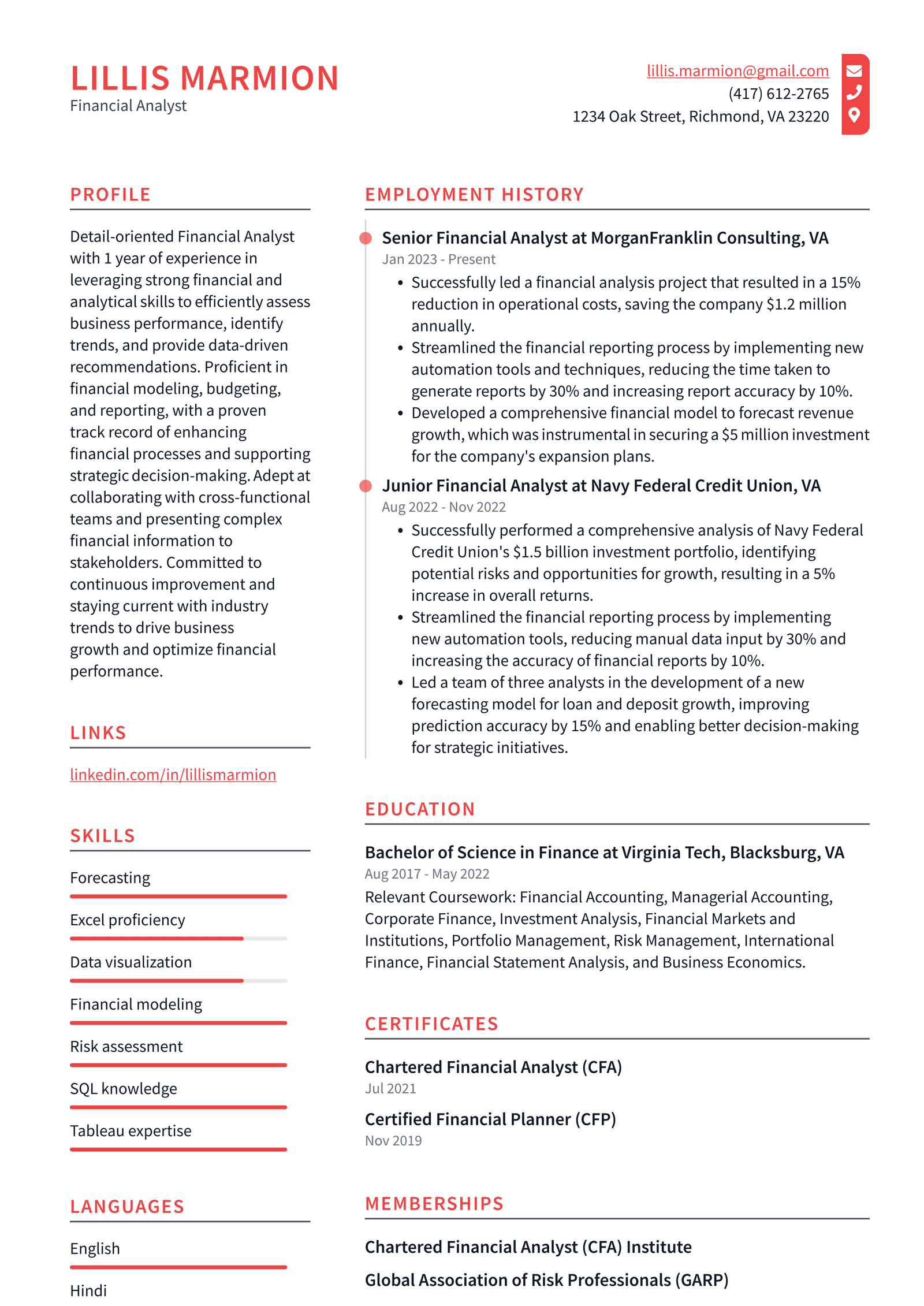 Pinterest Financial Analyst Resume Examples | ResumeCat