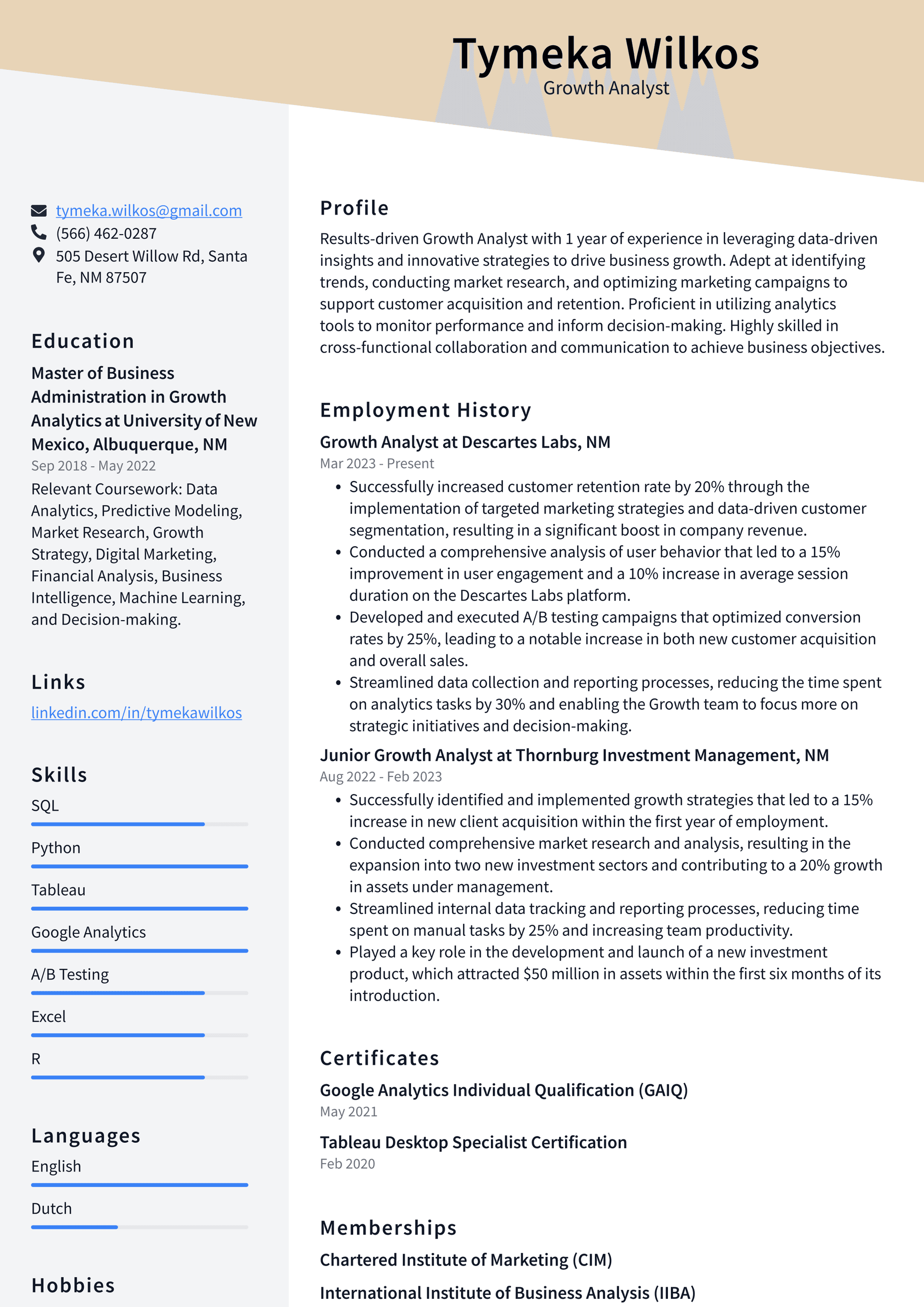 Pinterest Growth Analyst Resume Examples | ResumeCat