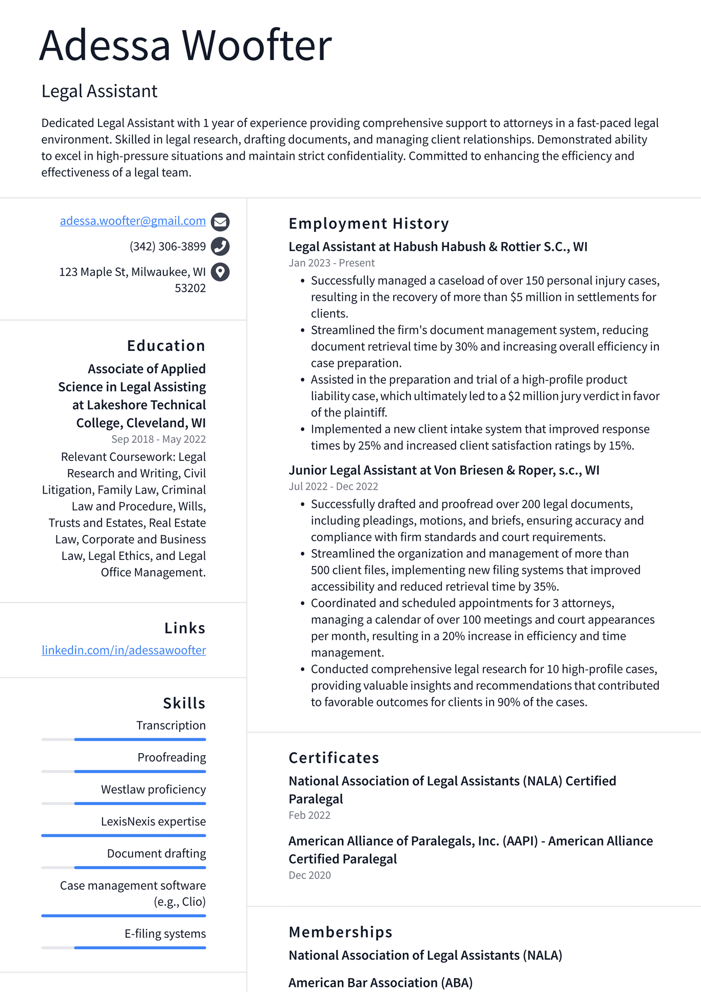 Pinterest Legal Assistant Resume Examples | ResumeCat