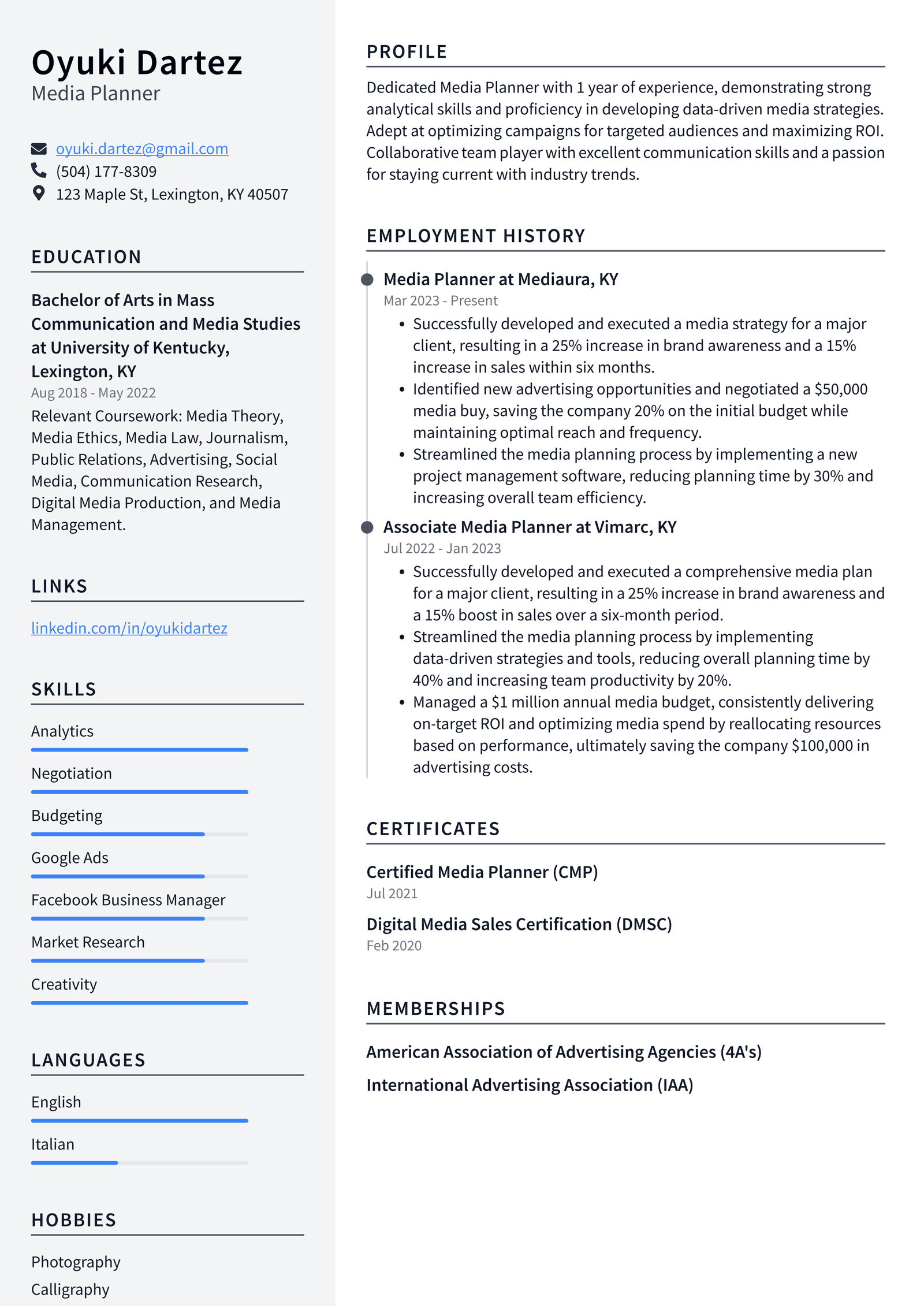 Pinterest Media Planner Resume Examples | ResumeCat