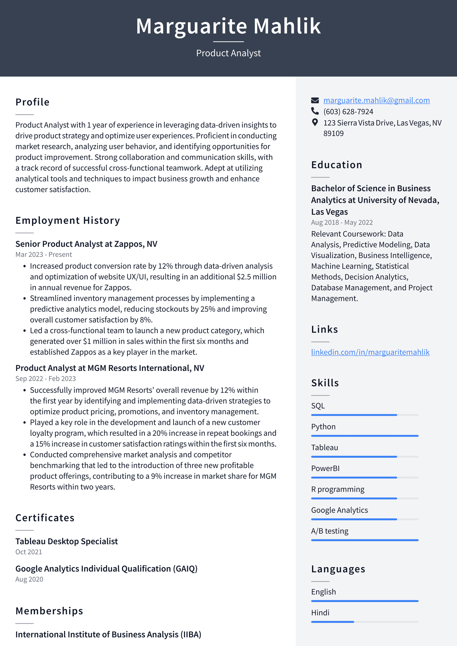 Pinterest Product Analyst Resume Examples | ResumeCat