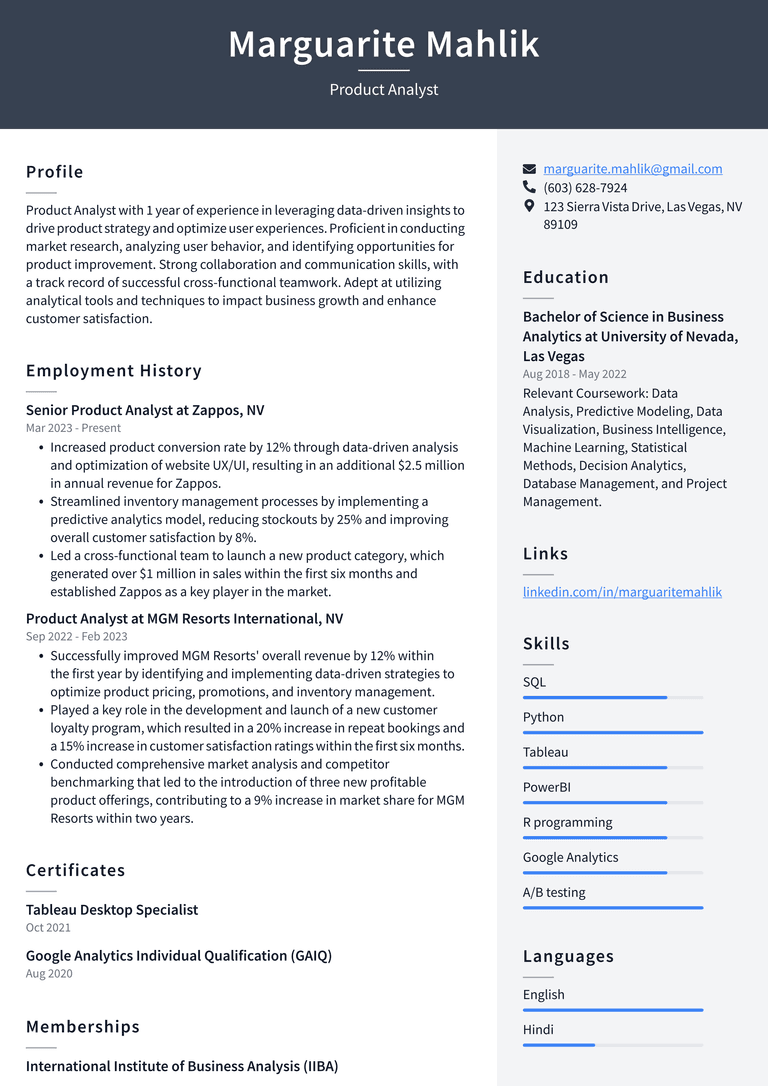 Pinterest Product Analyst Resume Examples | ResumeCat