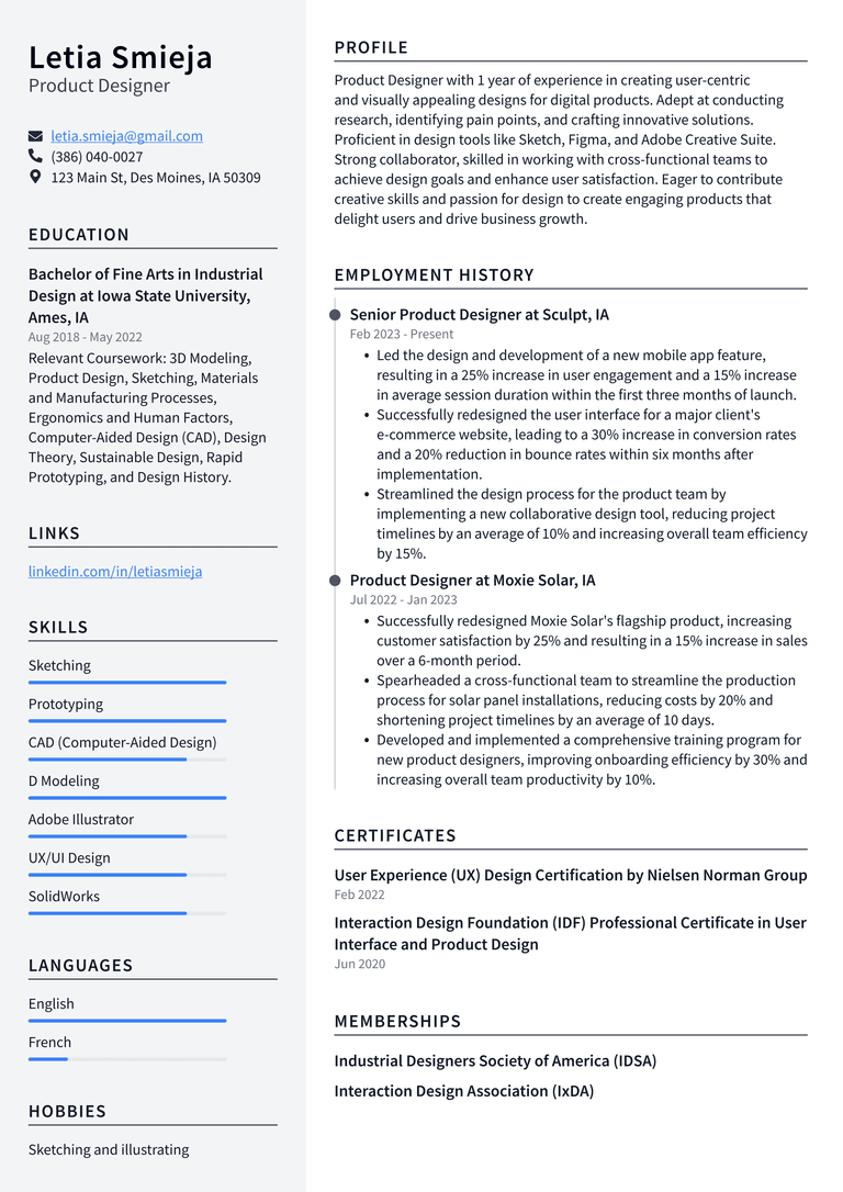Pinterest Product Designer Resume Examples | ResumeCat