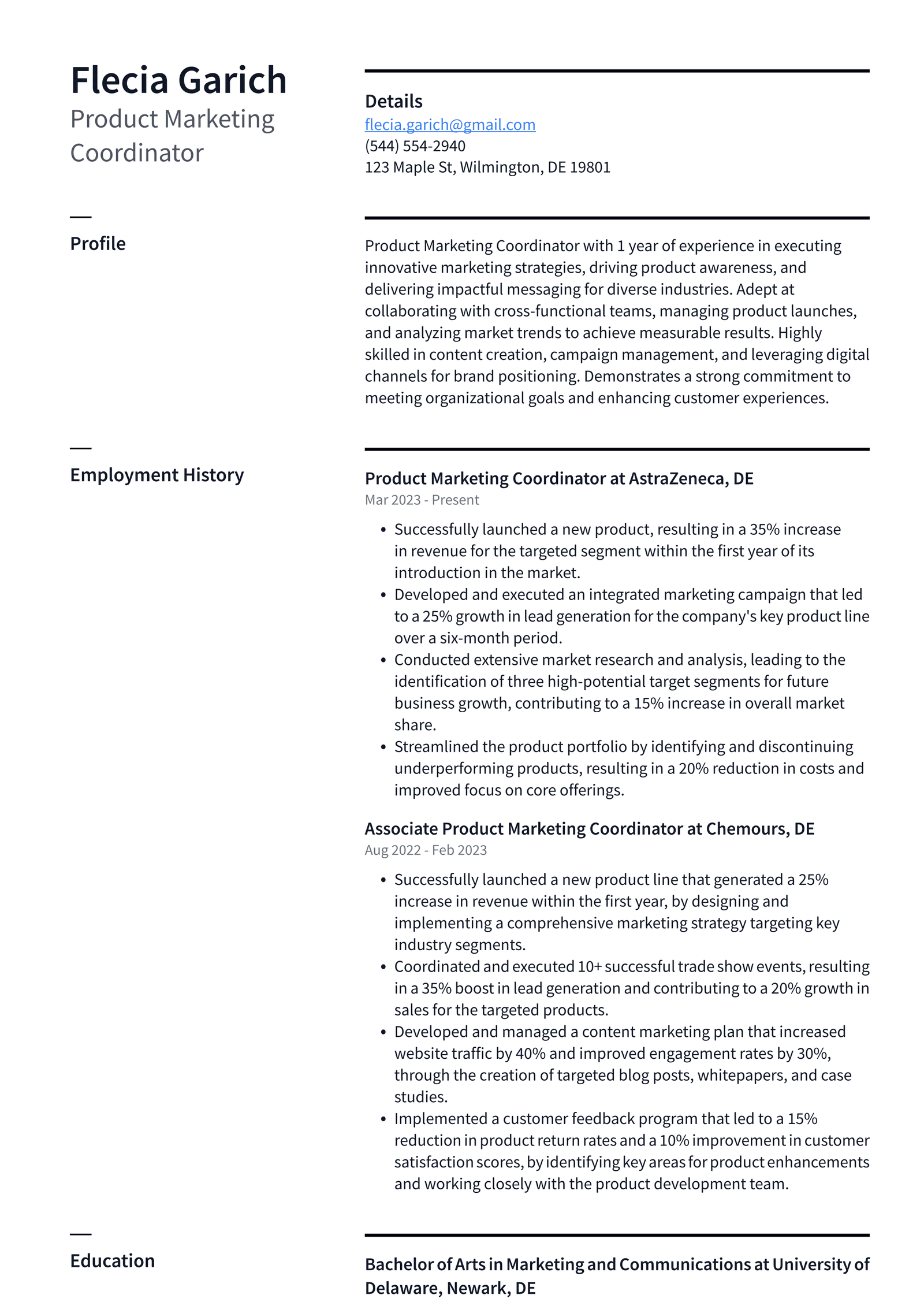 Pinterest Product Marketing Coordinator Resume Examples