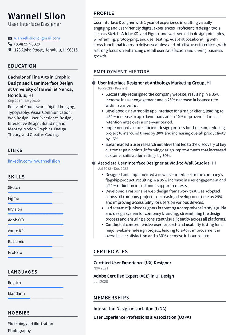 Pinterest User Interface Designer Resume Examples