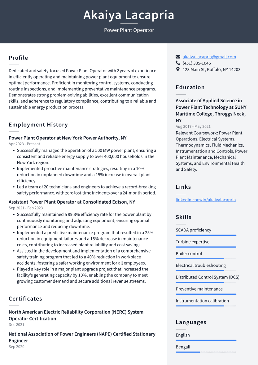 Top 12 Power Plant Operator Skills To Put On Your Resume