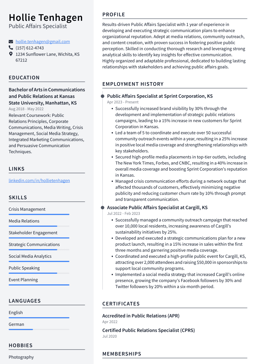 Public Affairs Specialist Resume Examples And Templates