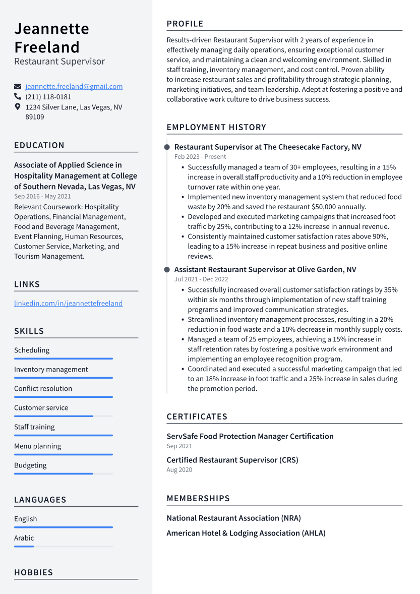 12 Restaurant Supervisor Skills Definition And Examples