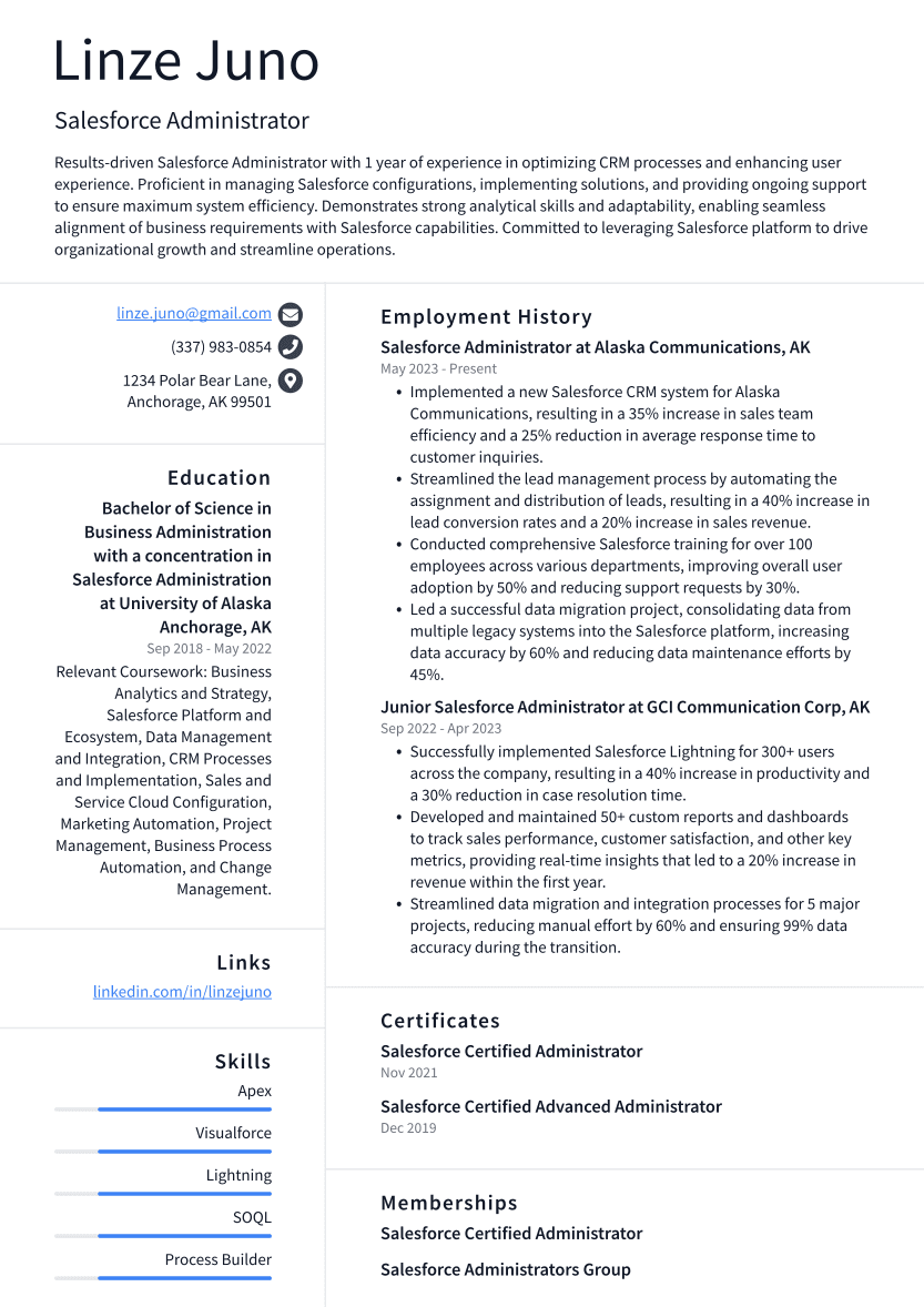 Top 18 Salesforce Administrator Resume Objective Examples