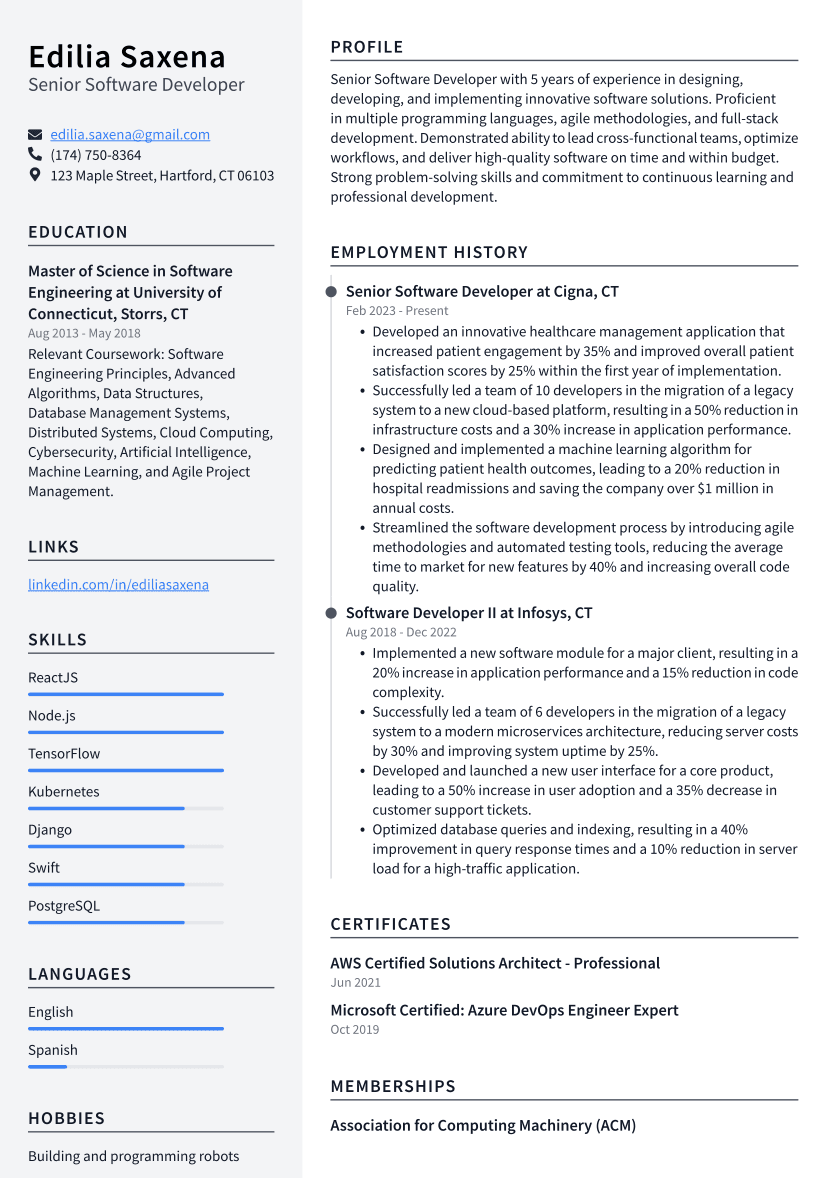 Top 18 Senior Software Developer Resume Objective Examples