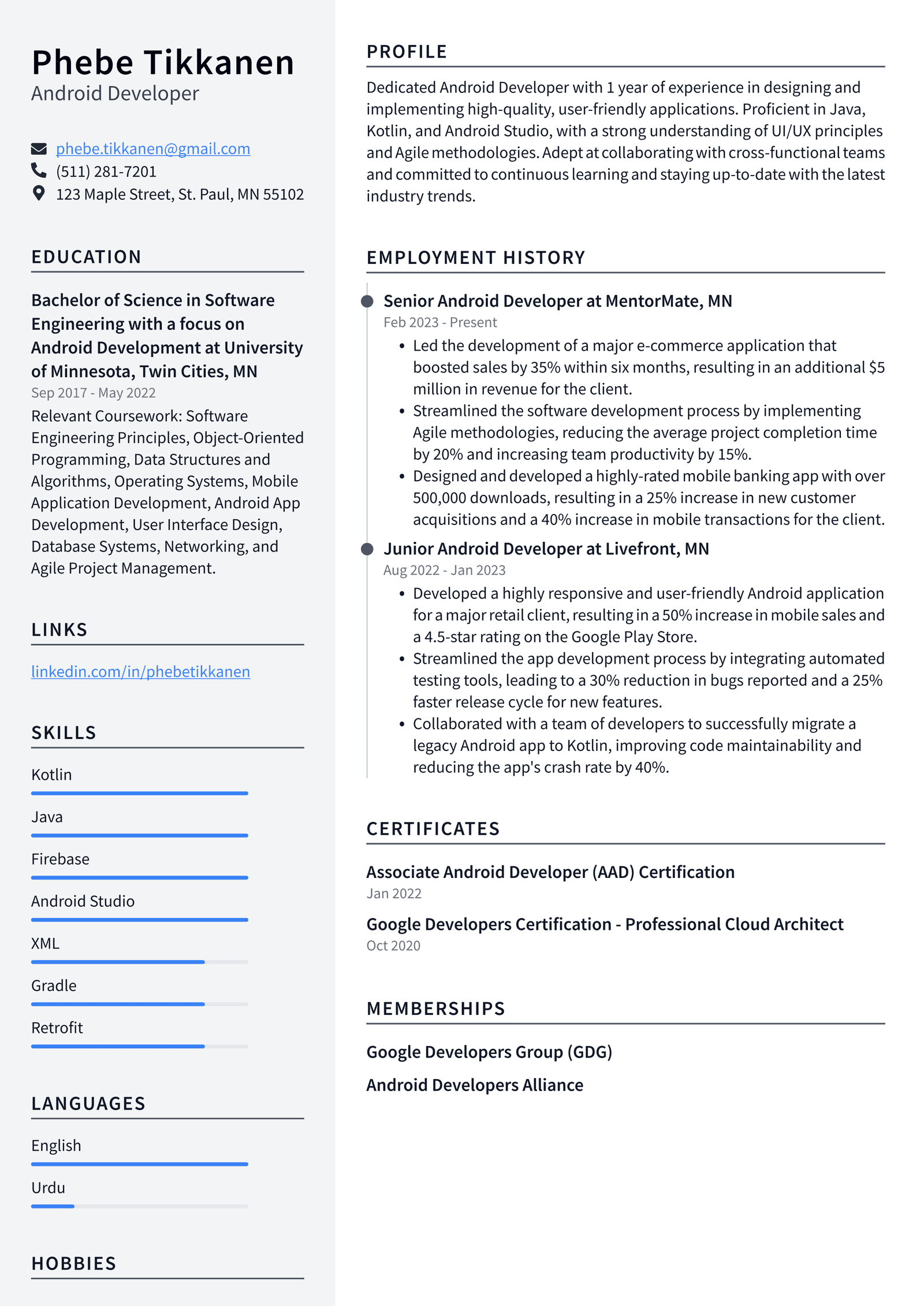 Snapchat Android Developer Resume Examples | ResumeCat