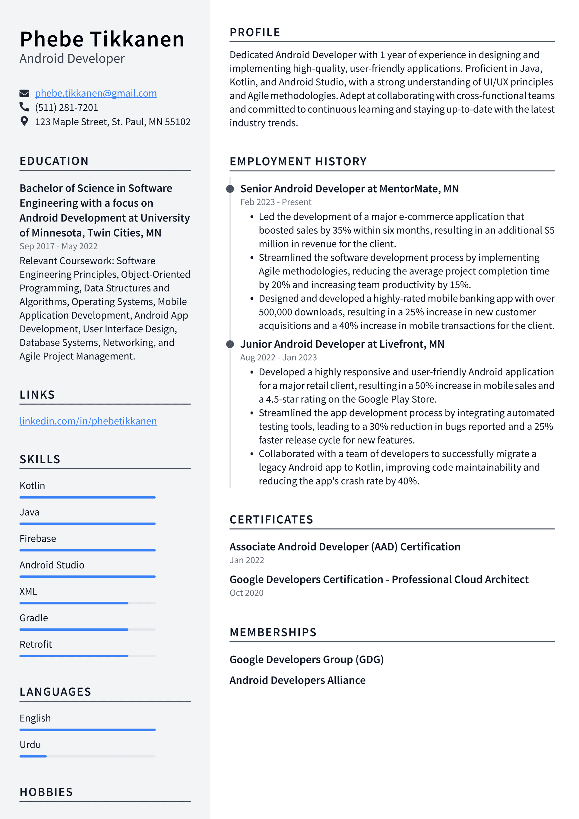 Snapchat Android Developer Resume Examples | ResumeCat