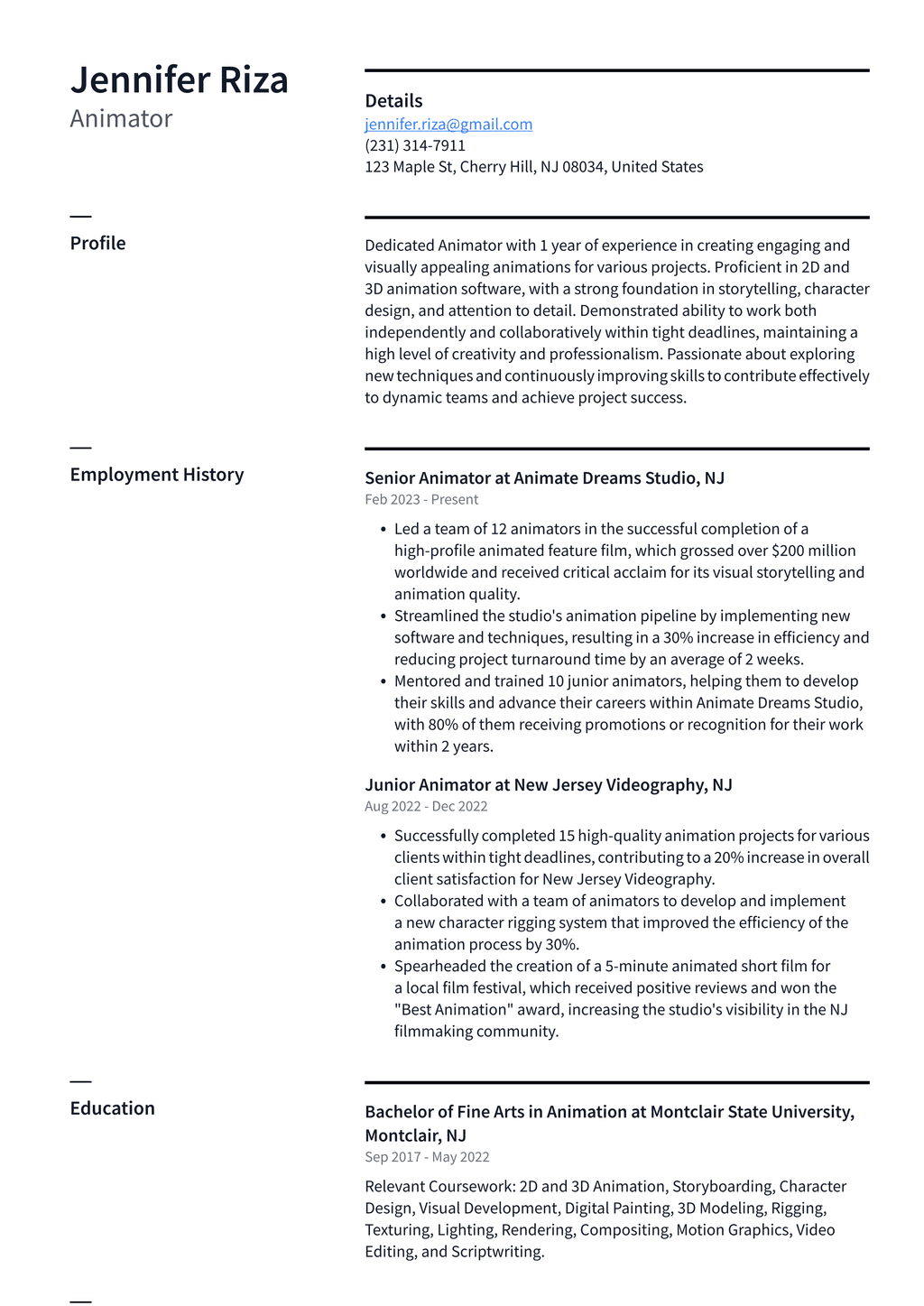 Snapchat Animator Resume Examples | ResumeCat