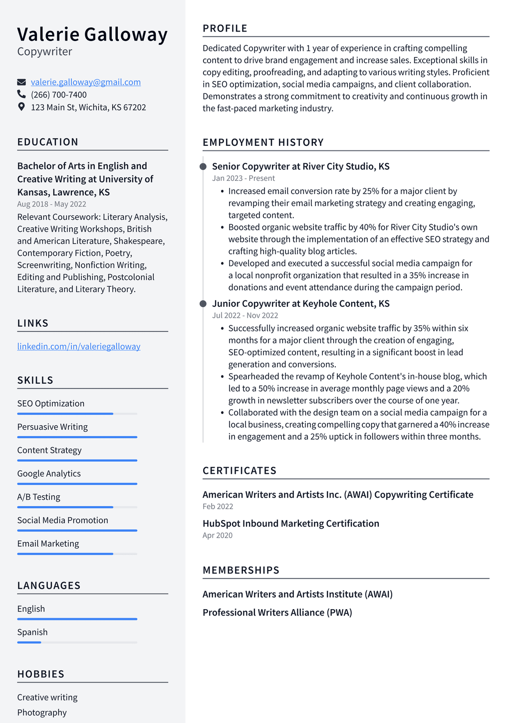Snapchat Copywriter Resume Examples | ResumeCat