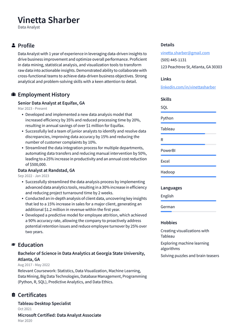 Snapchat Data Analyst Resume Examples | ResumeCat
