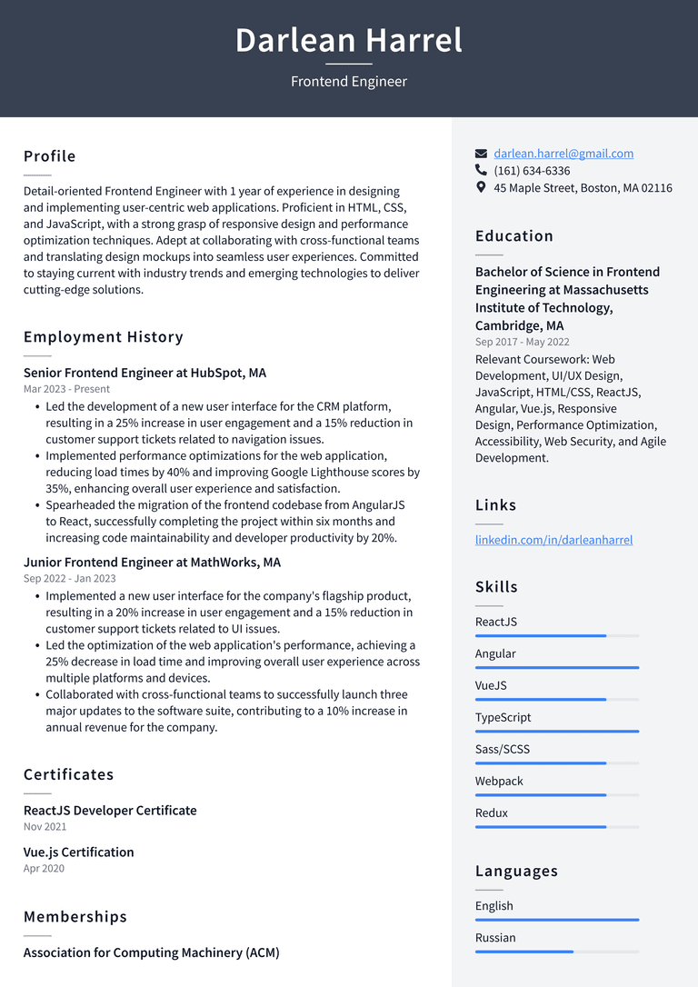 Snapchat Frontend Engineer Resume Examples | ResumeCat