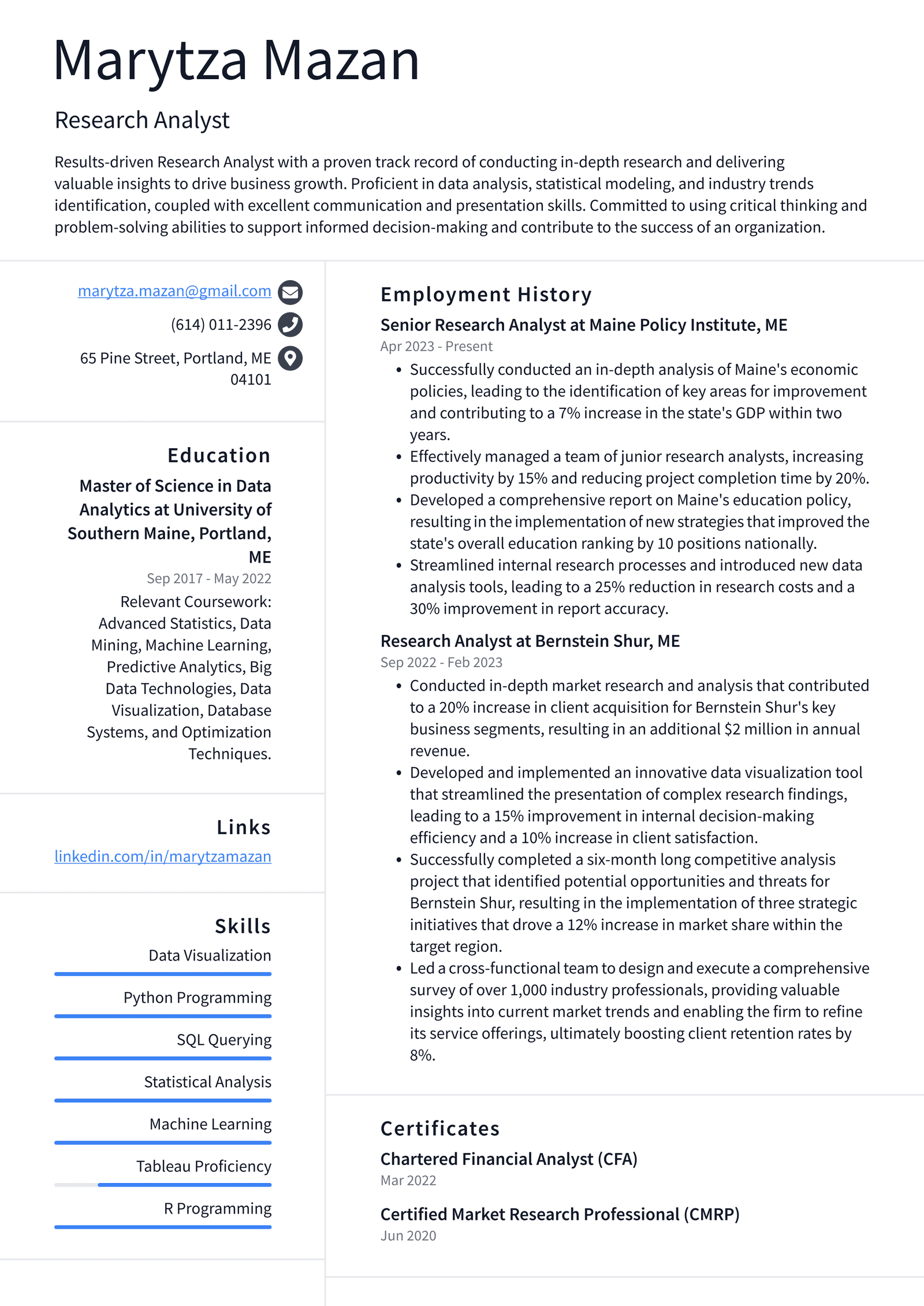Snapchat Research Analyst Resume Examples | ResumeCat