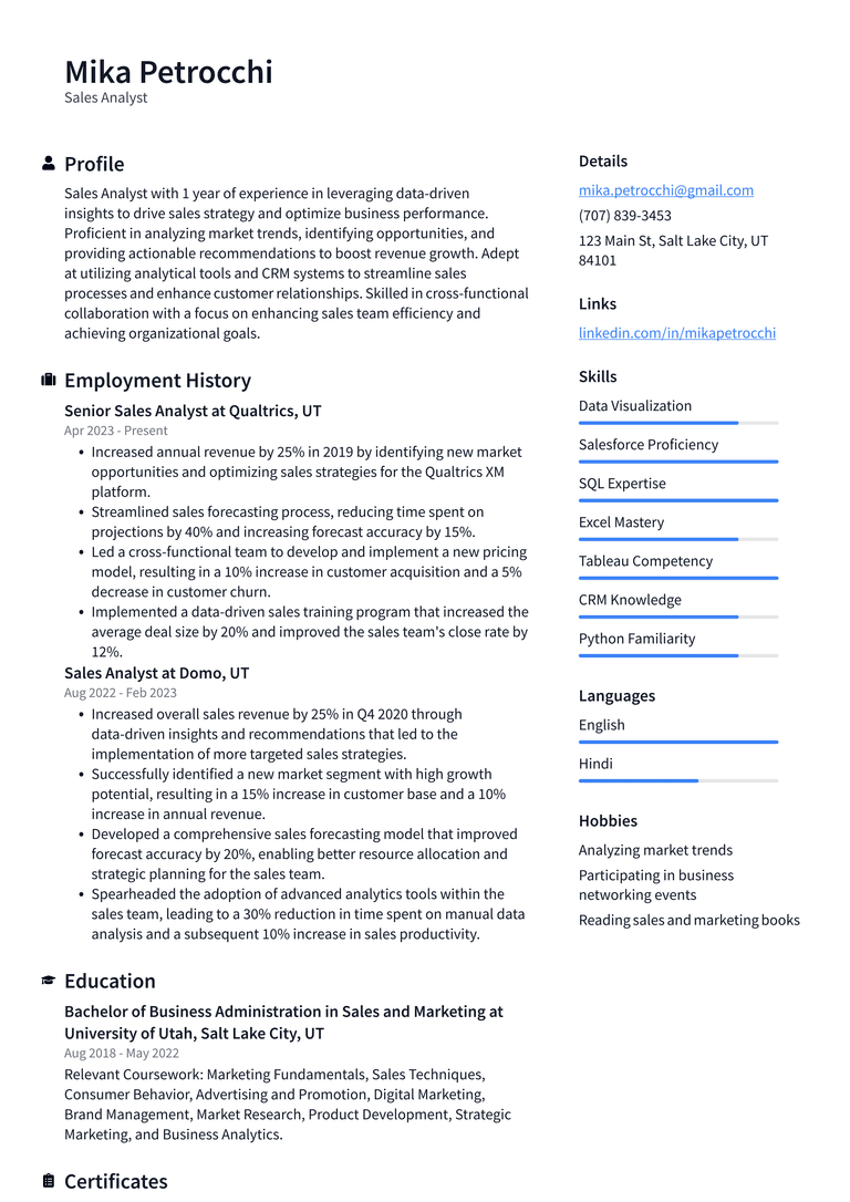 Snapchat Sales Analyst Resume Examples | ResumeCat Snapchat Sales Analyst Resume Examples | ResumeCat