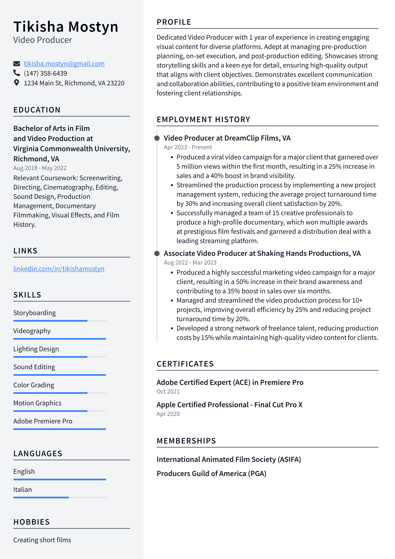 Snapchat Video Producer Resume Examples | ResumeCat