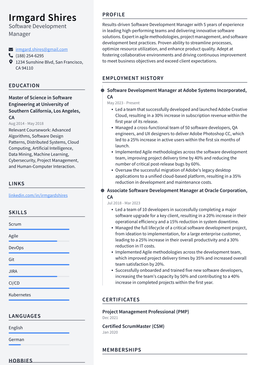 Top 17 Software Development Manager Resume Objective Examples