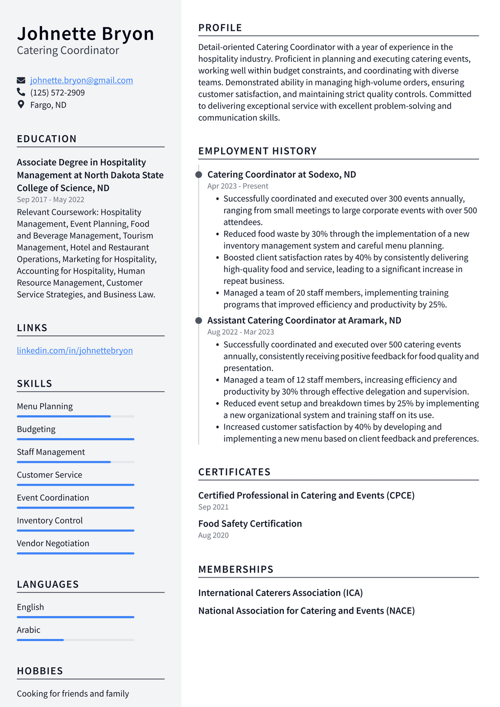 Starbucks Catering Coordinator Resume Examples | ResumeCat