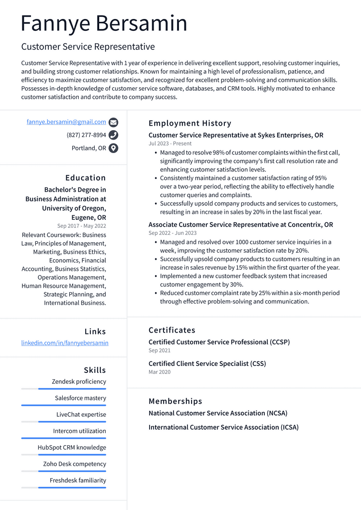 Starbucks Customer Service Representative Resume Examples
