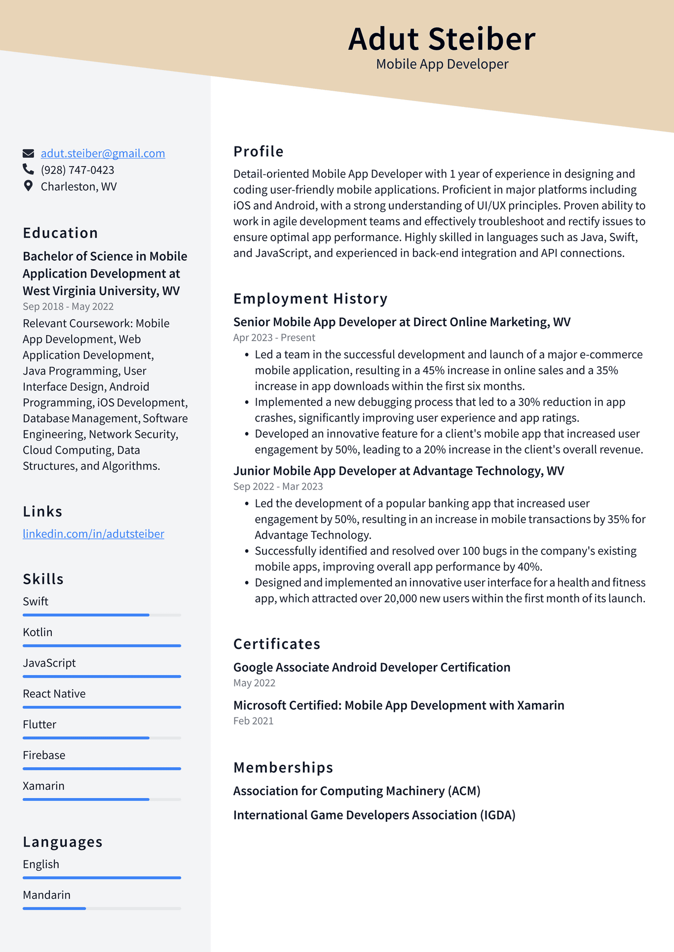 Starbucks Mobile App Developer Resume Examples | ResumeCat