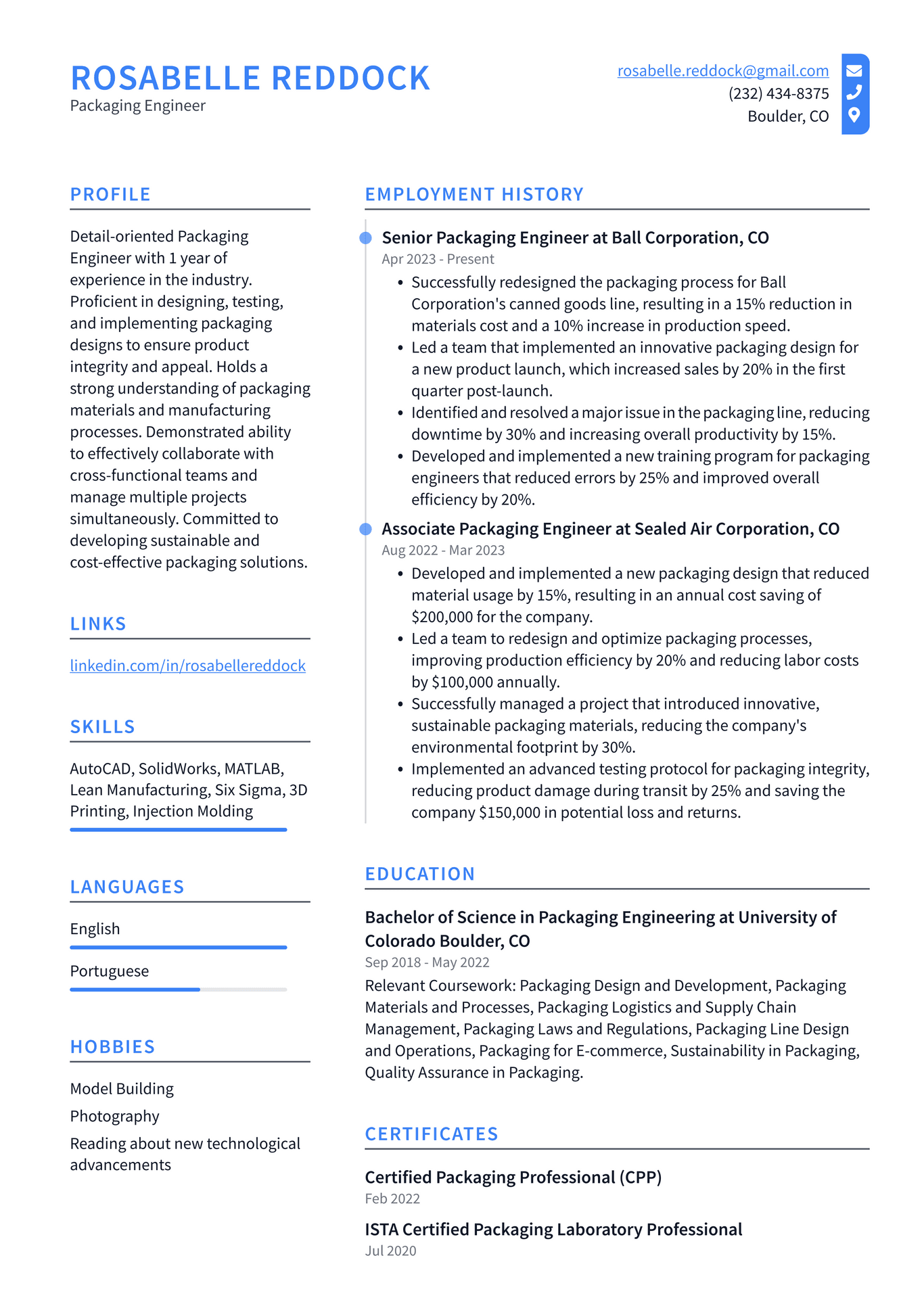 Starbucks Packaging Engineer Resume Examples | ResumeCat