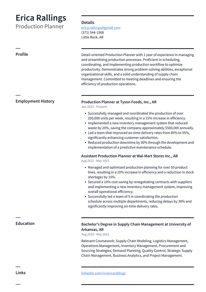 Starbucks Production Planner Resume Examples | ResumeCat