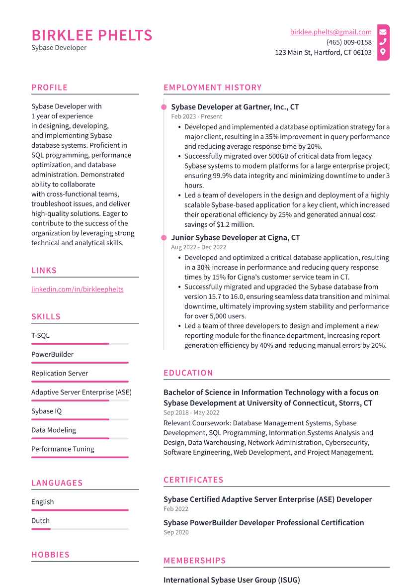 Sybase Developer Cover Letter Samples And Templates