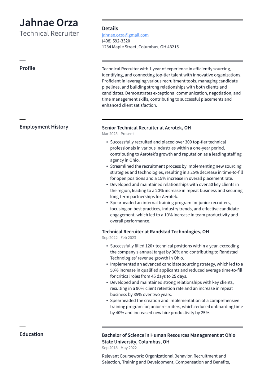 Top 16 Technical Recruiter Resume Objective Examples