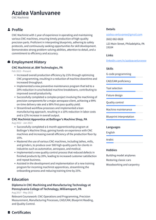 Tesla CNC Machinist Resume Examples | ResumeCat