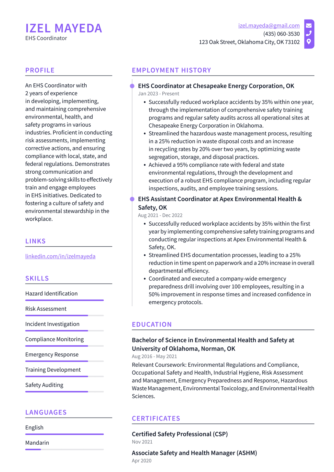 Tesla EHS Coordinator Resume Examples | ResumeCat
