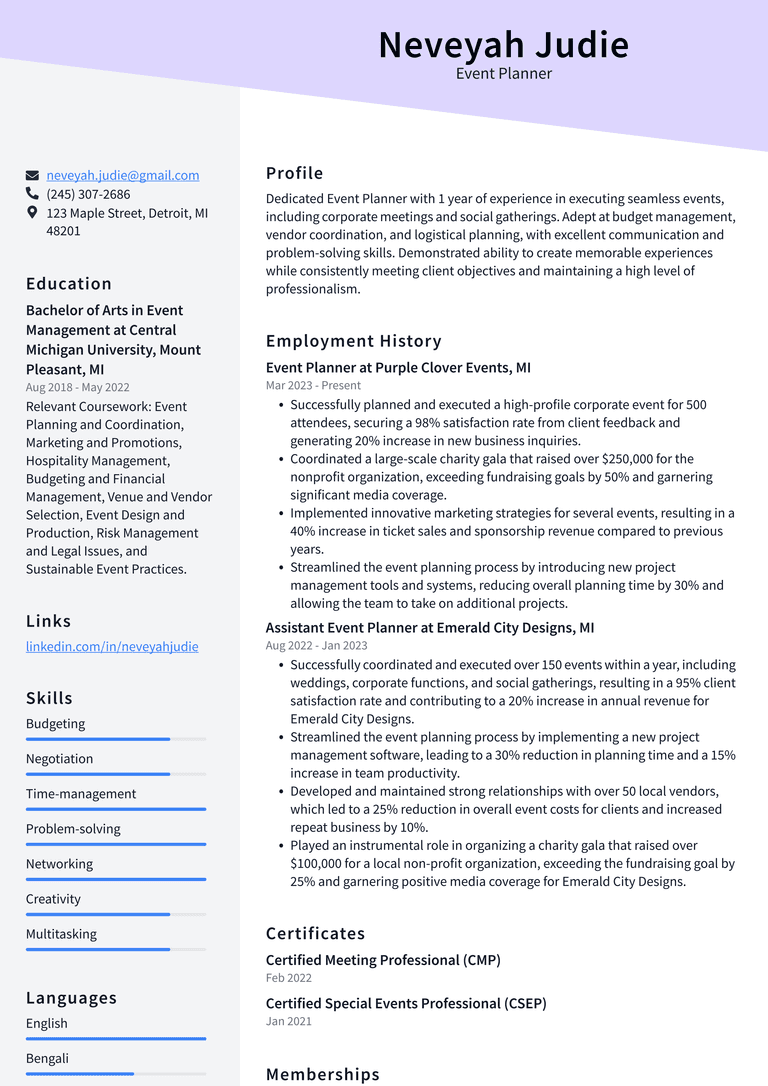 Tesla Event Planner Resume Examples | ResumeCat