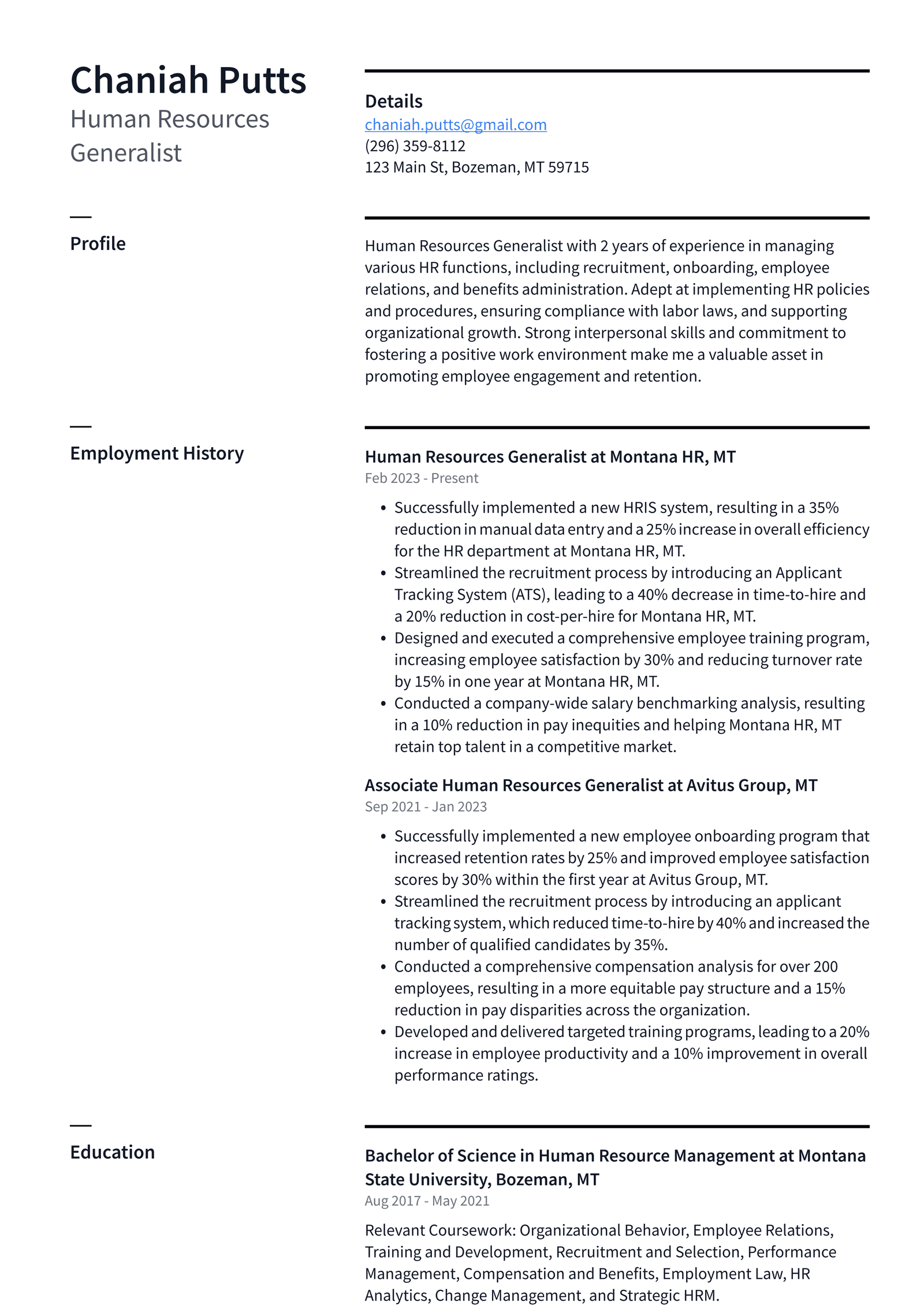 Tesla Human Resources Generalist Resume Examples | ResumeCat