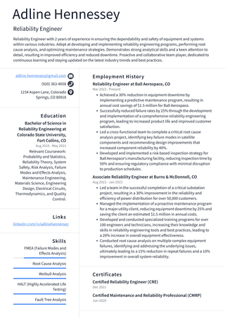 Tesla Reliability Engineer Resume Examples | ResumeCat