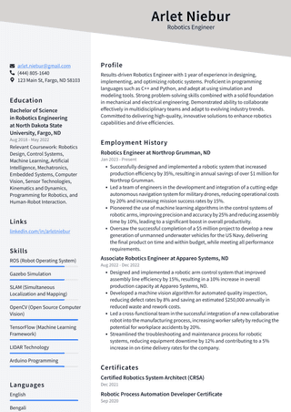 Tesla Robotics Engineer Resume Examples | ResumeCat