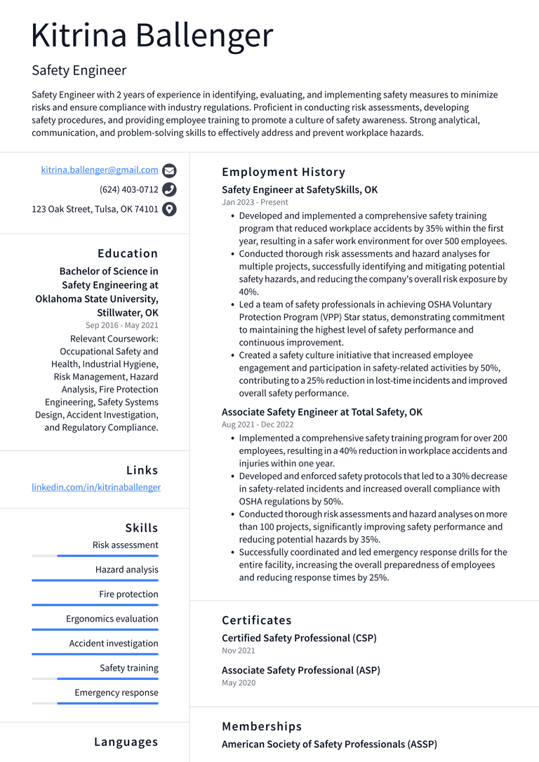 Tesla Safety Engineer Resume Examples | ResumeCat