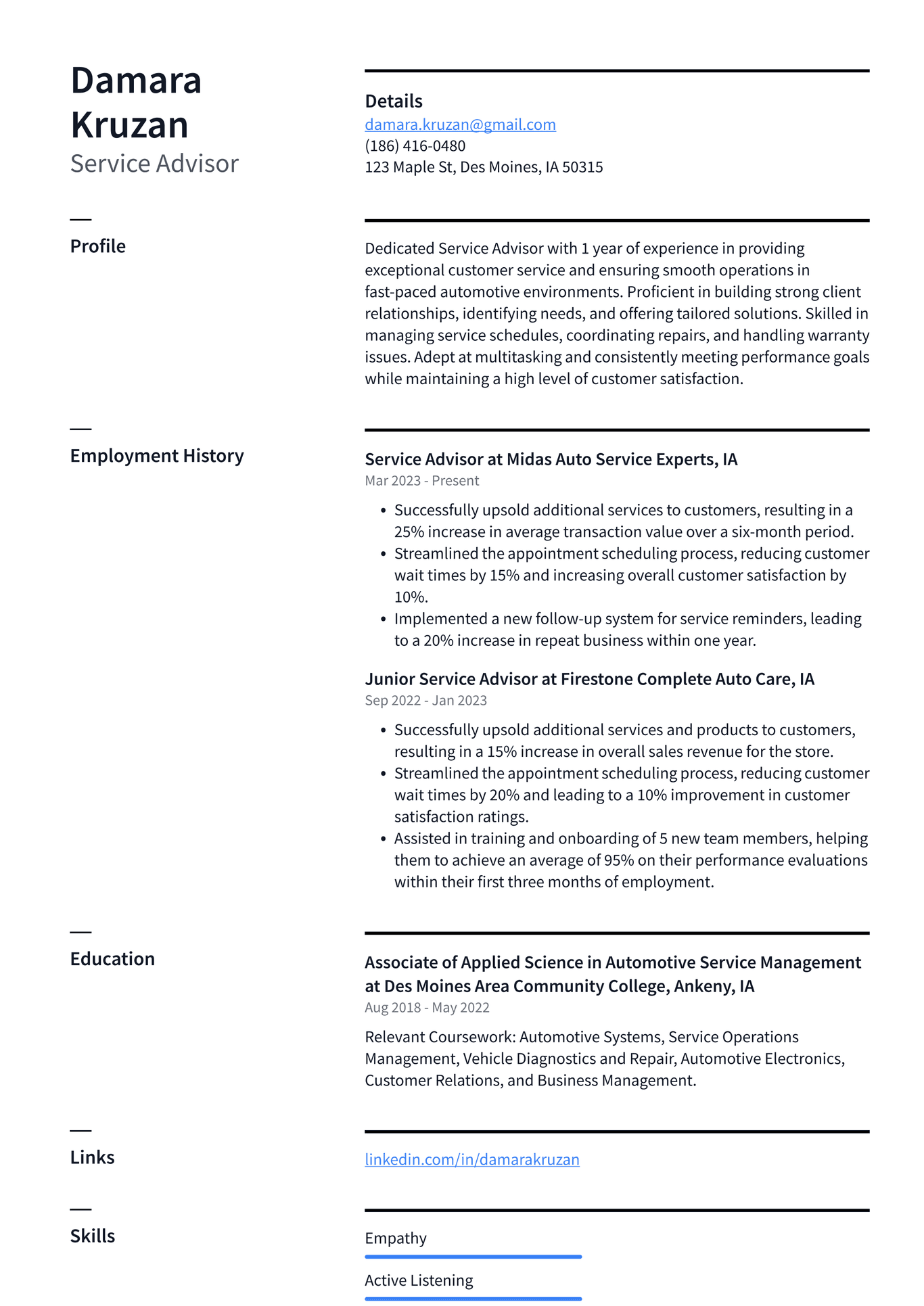 Tesla Service Advisor Resume Examples | ResumeCat