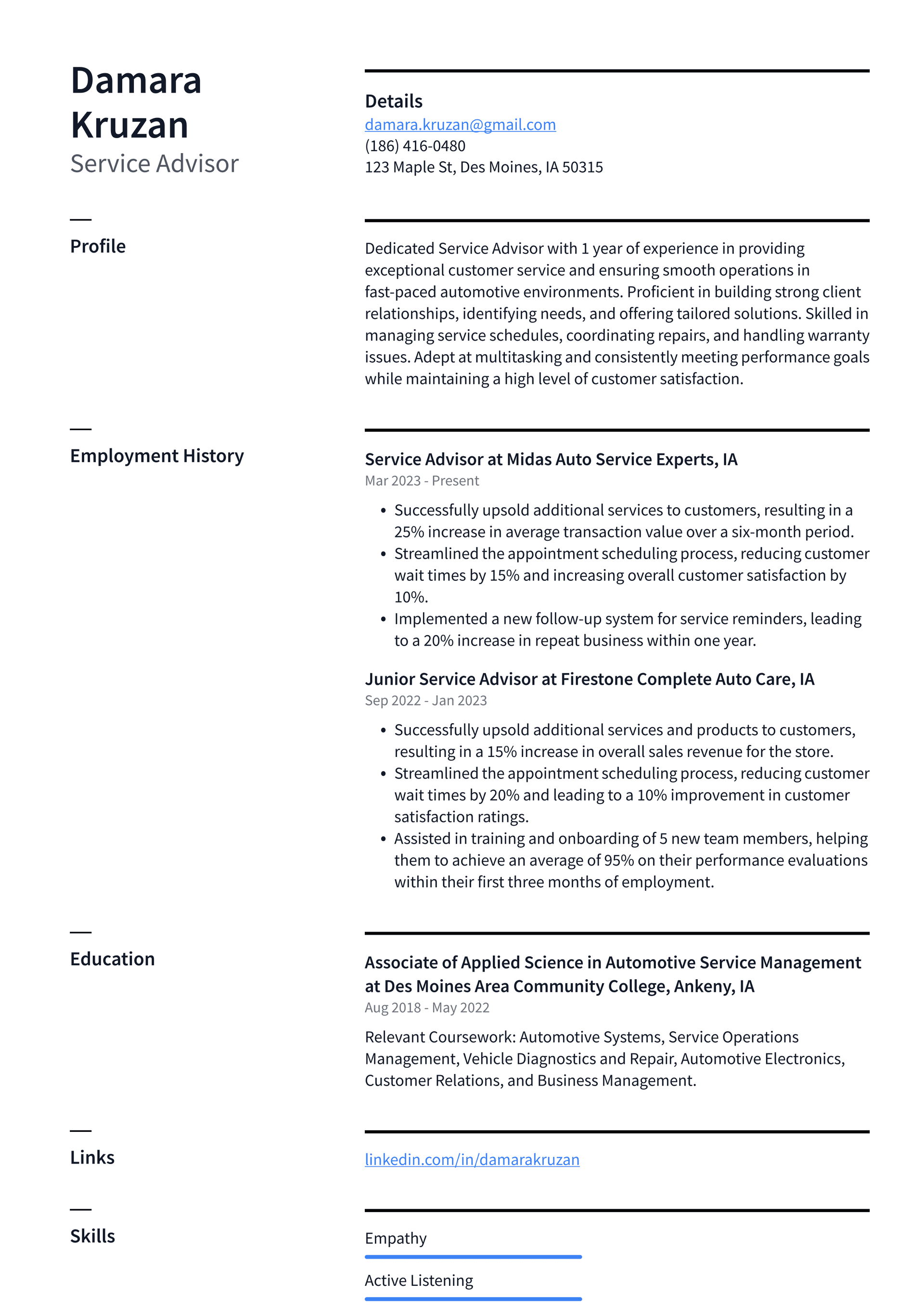 Tesla Service Advisor Resume Examples | ResumeCat