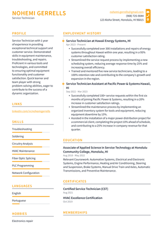 Tesla Service Technician Resume Examples | ResumeCat