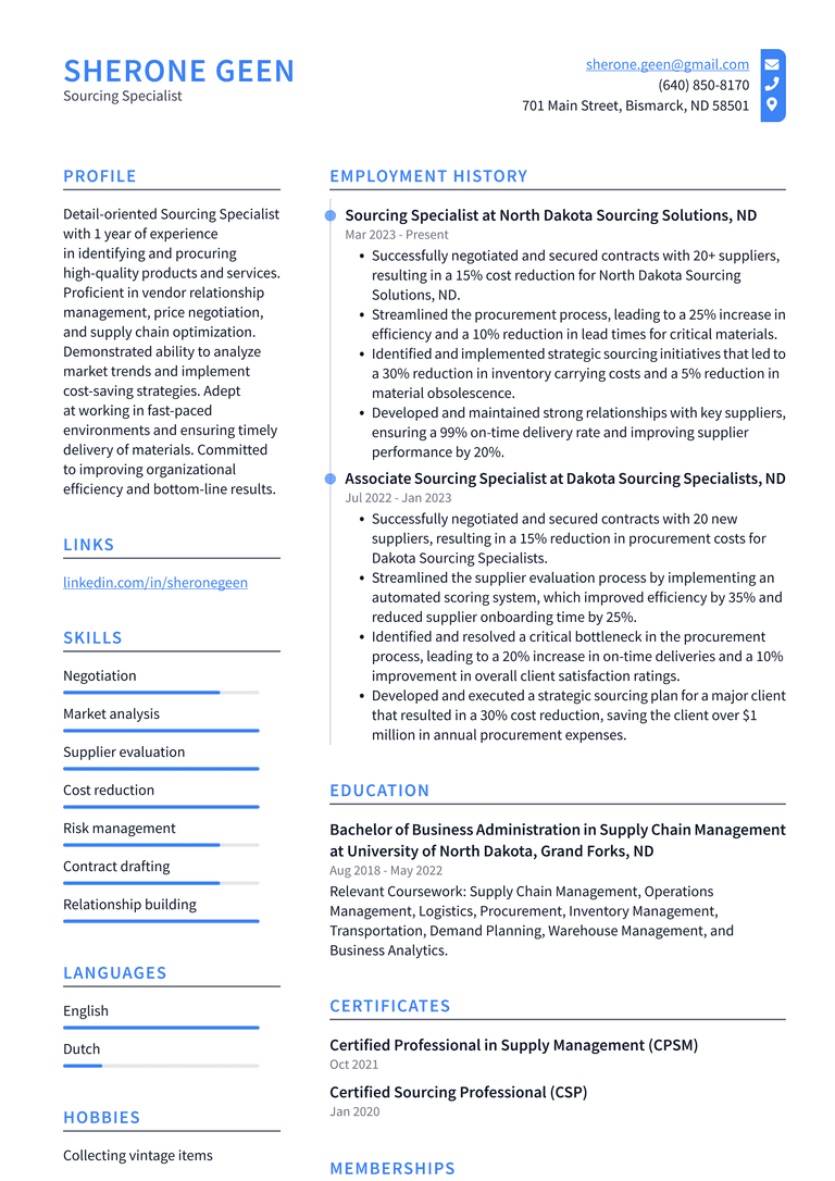 Tesla Sourcing Specialist Resume Examples | ResumeCat