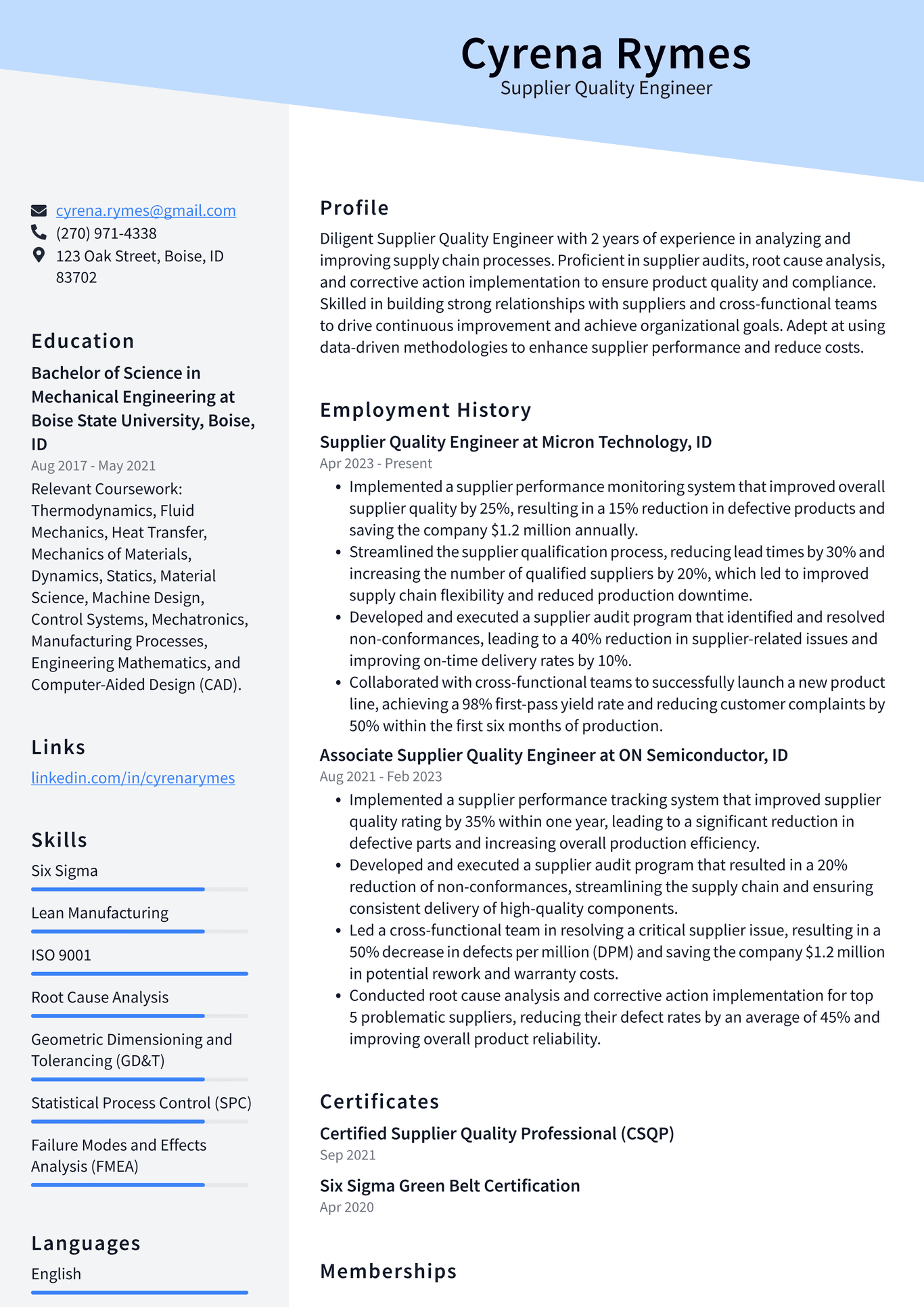 Tesla Supplier Quality Engineer Resume Examples | ResumeCat