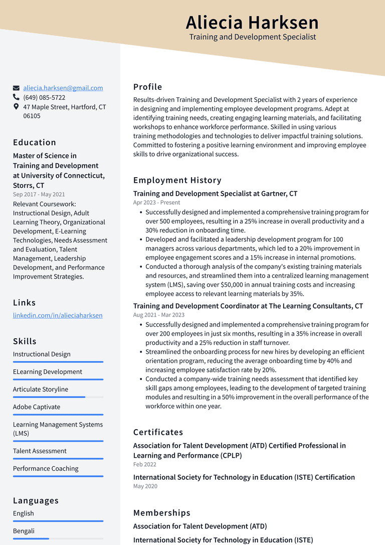 Tesla Training and Development Specialist Resume Examples