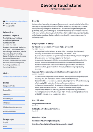 Twitter Ad Operations Specialist Resume Examples | ResumeCat
